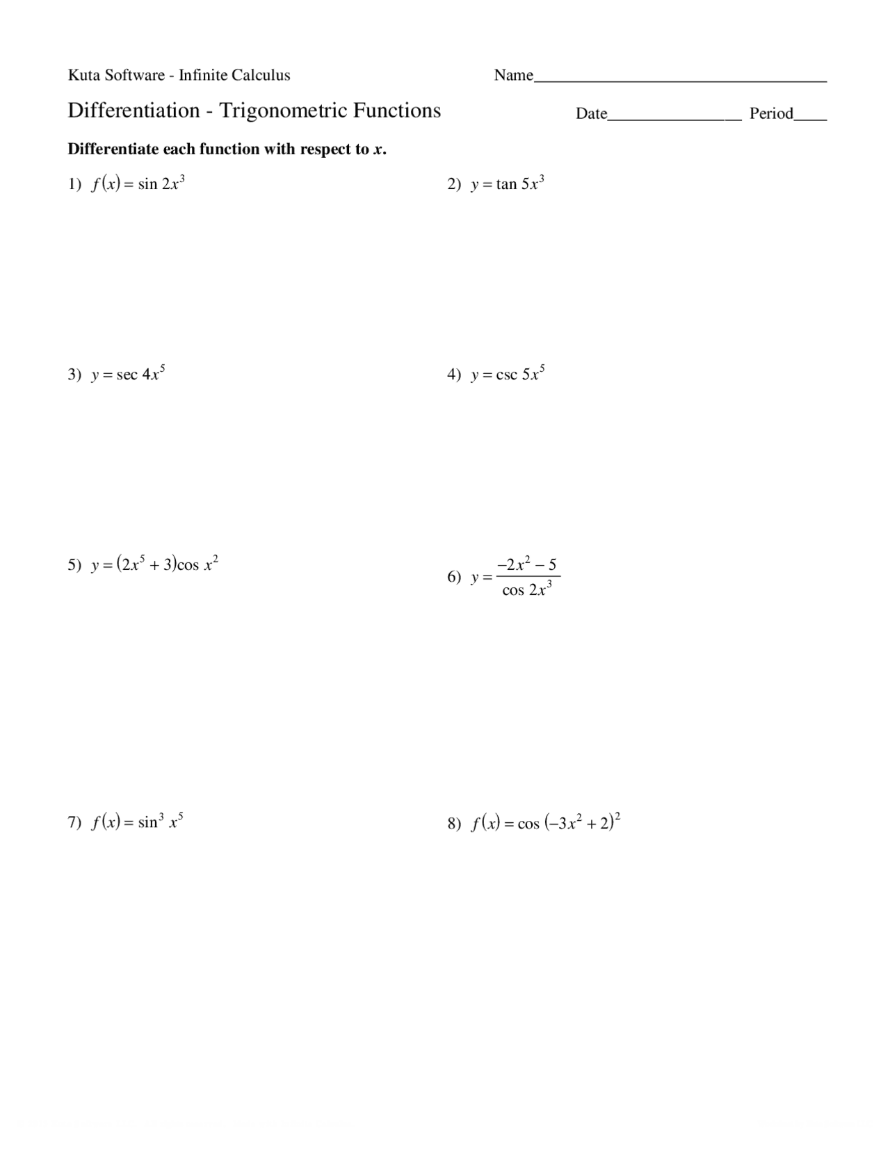 Trigonometric Functions | Exams Calculus | Docsity