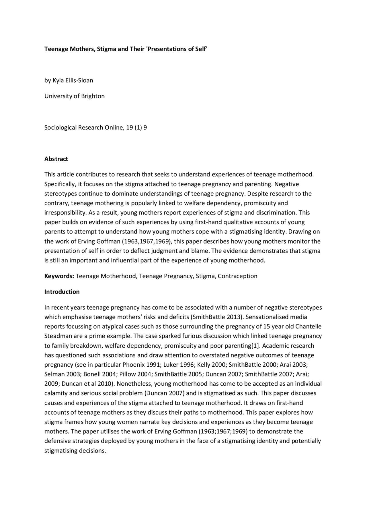 Understanding Stigma and Cope Mechanisms of Teenage Mothers | Lecture ...