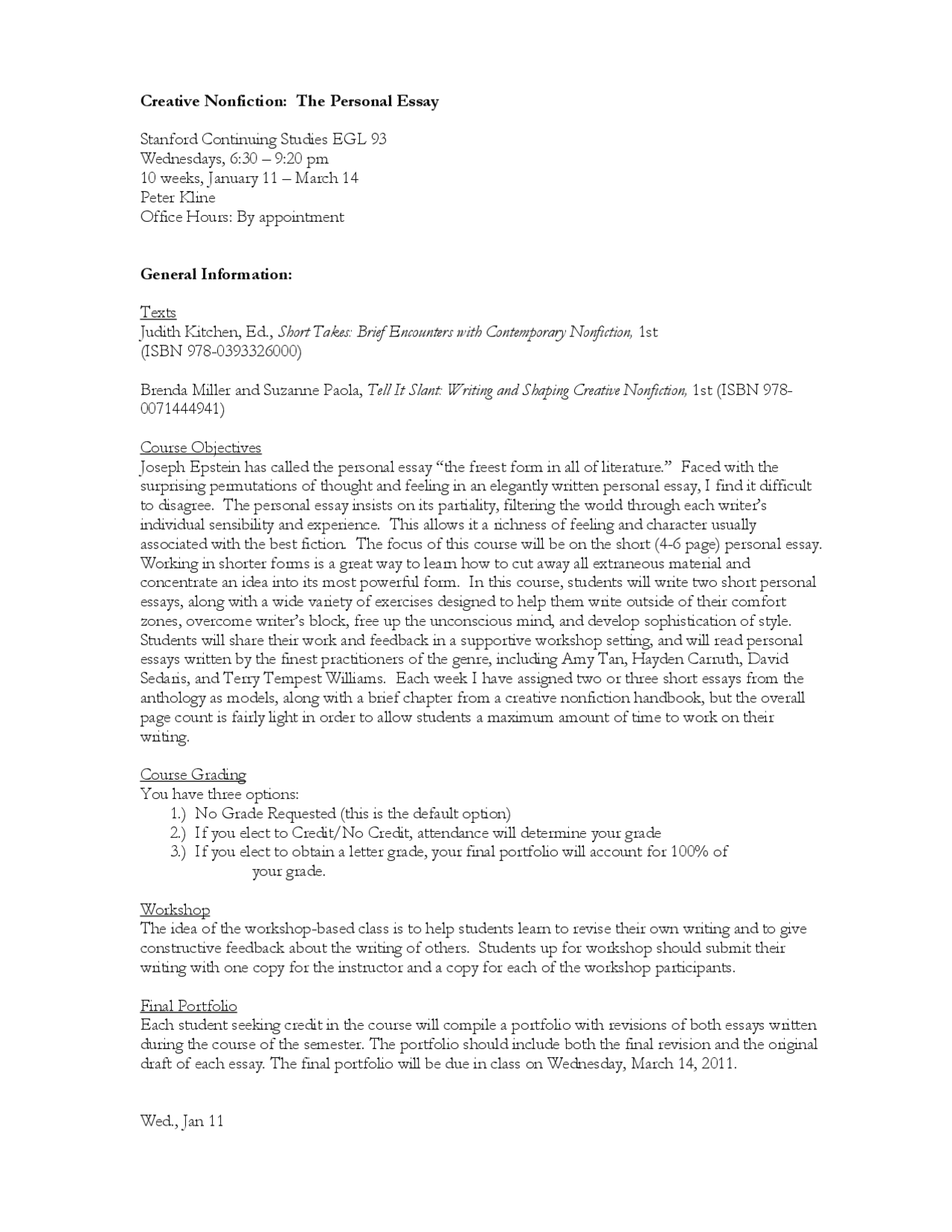 Creative Nonfiction: The Personal Essay | Lecture notes Literature ...