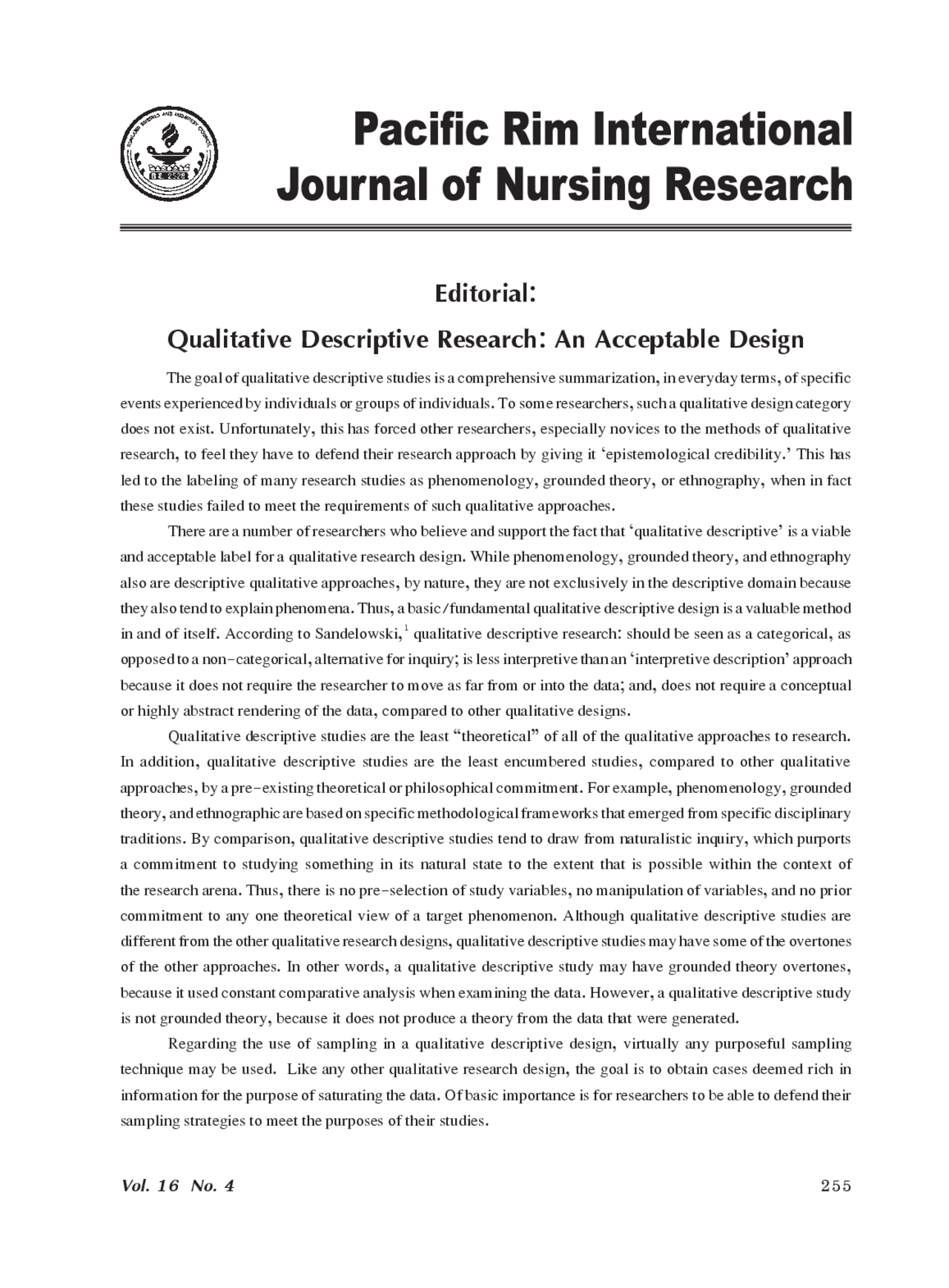 Qualitative Descriptive Research: An Acceptable Design | Study notes ...