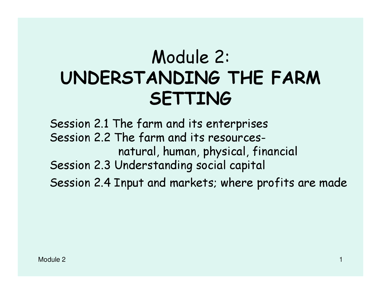 Module 2 Understanding the Farm Setting | Exams Marketing | Docsity