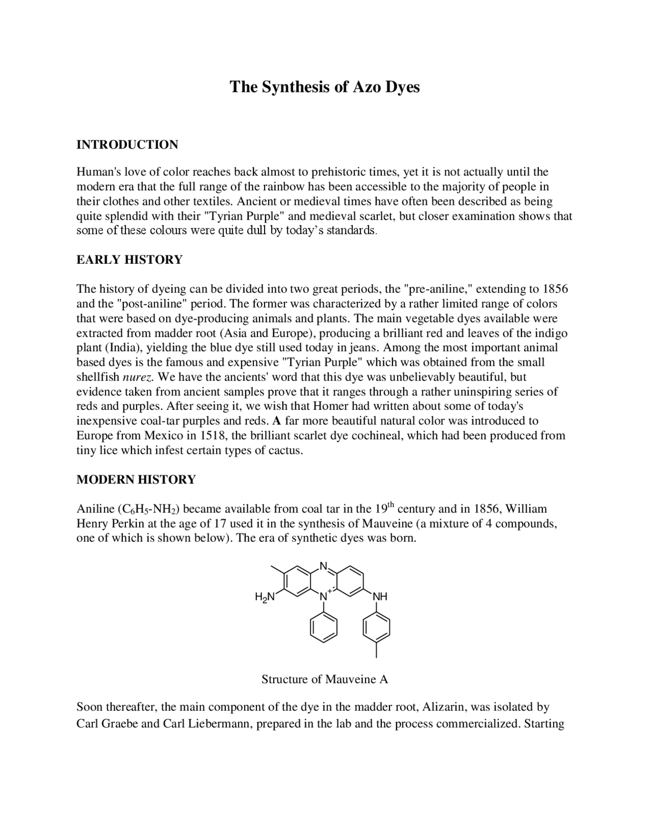 Synthesis of Azo Dyes: Preparation of Azo Compounds from Aniline ...
