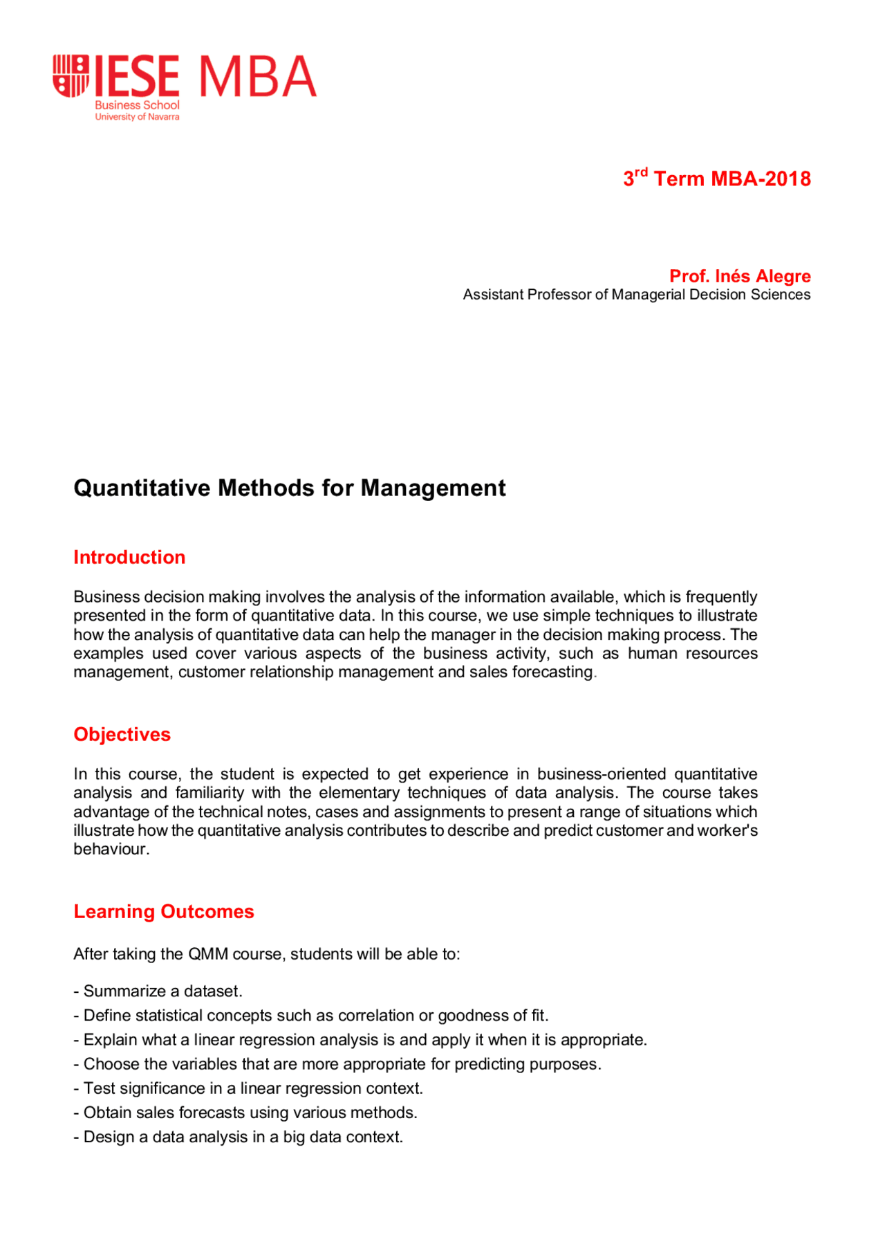 Quantitative Methods for Management | Assignments Business and Society | Docsity