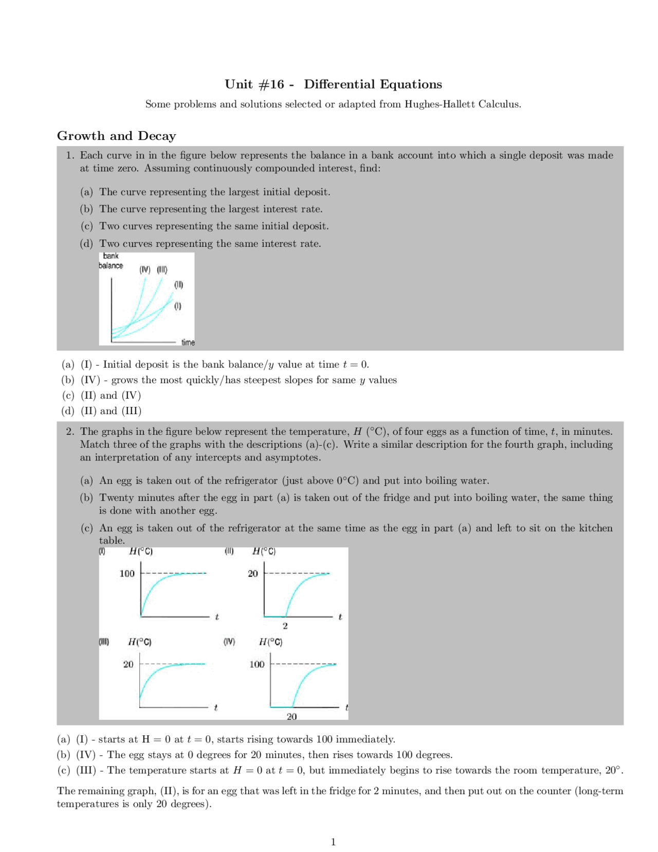 Unit 16 Lecture Notes Differential Equations Docsity