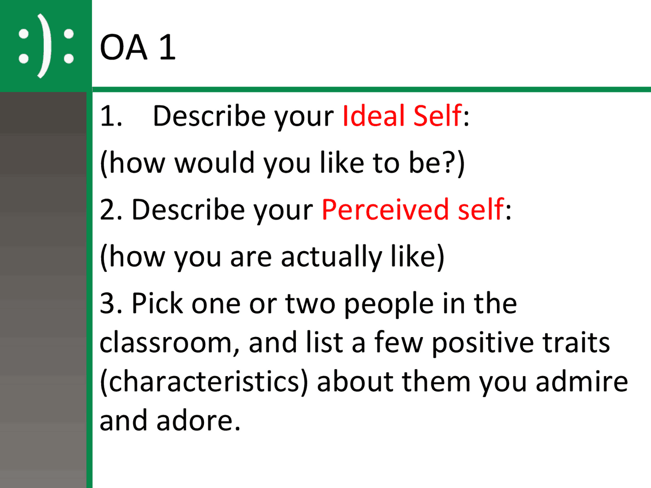 (how would you like to be?) 2. Describe your Perceived self | Lecture ...