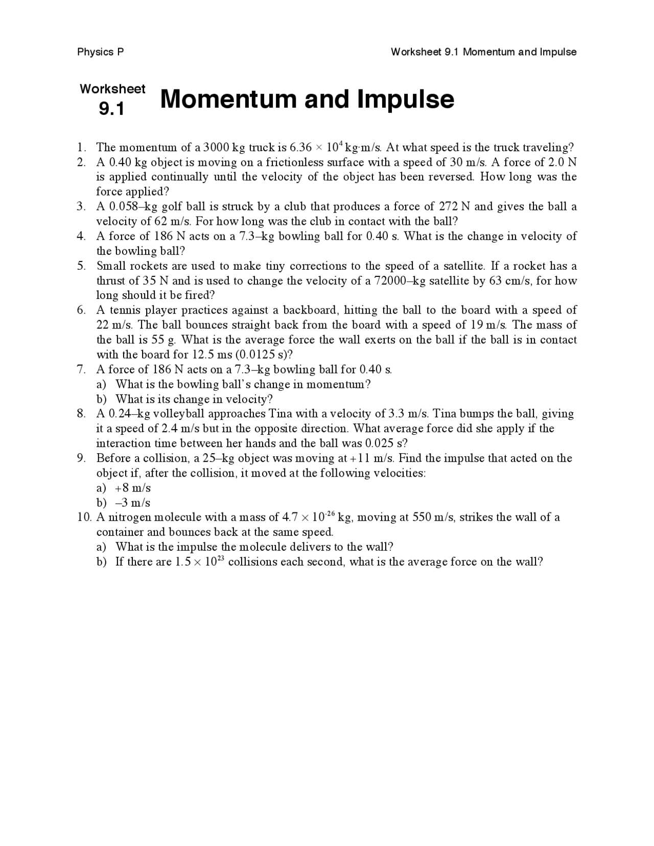 Momentum and Impulse | Lecture notes Physics | Docsity