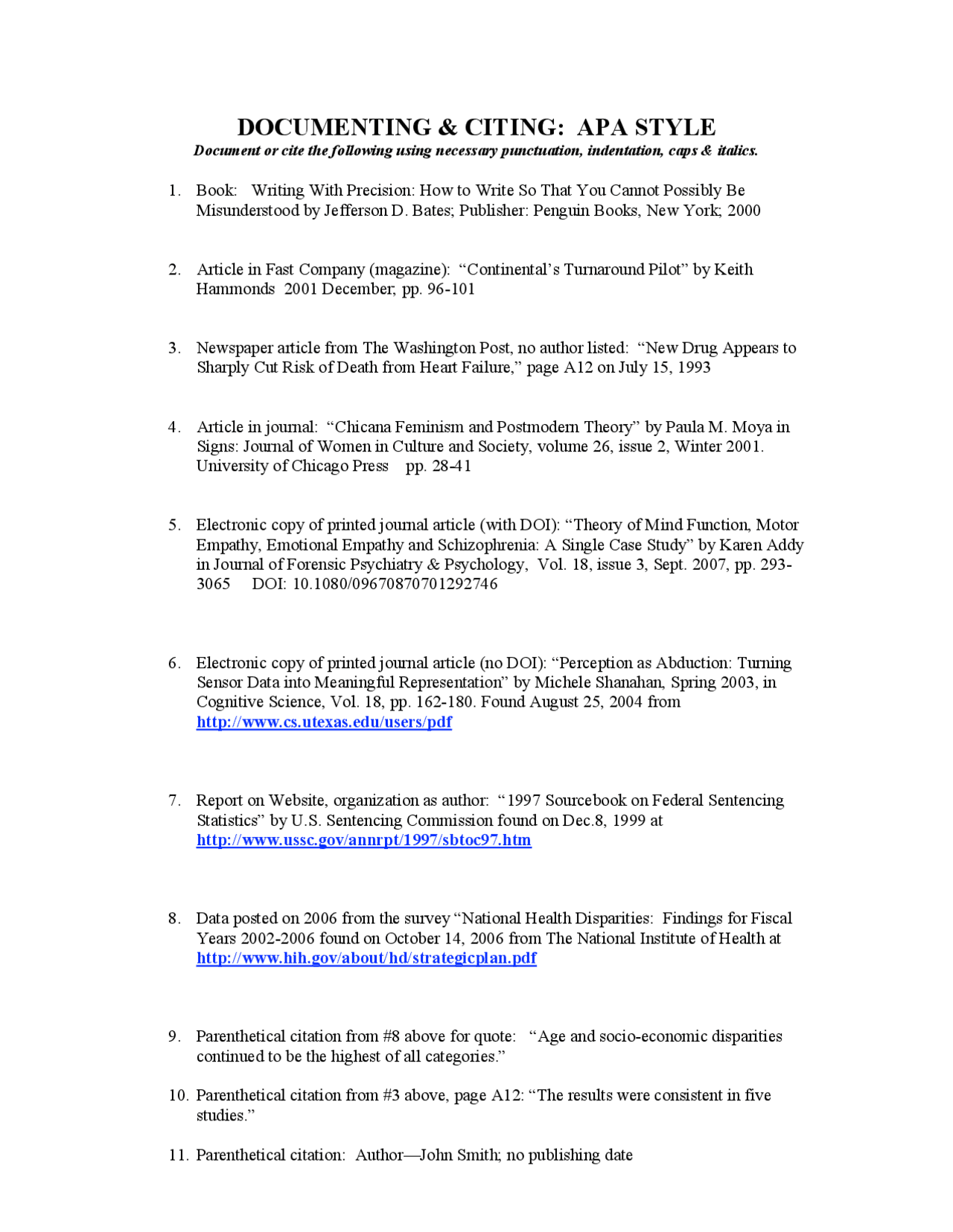 Apa Exercisespdf Slides Psychiatry Docsity
