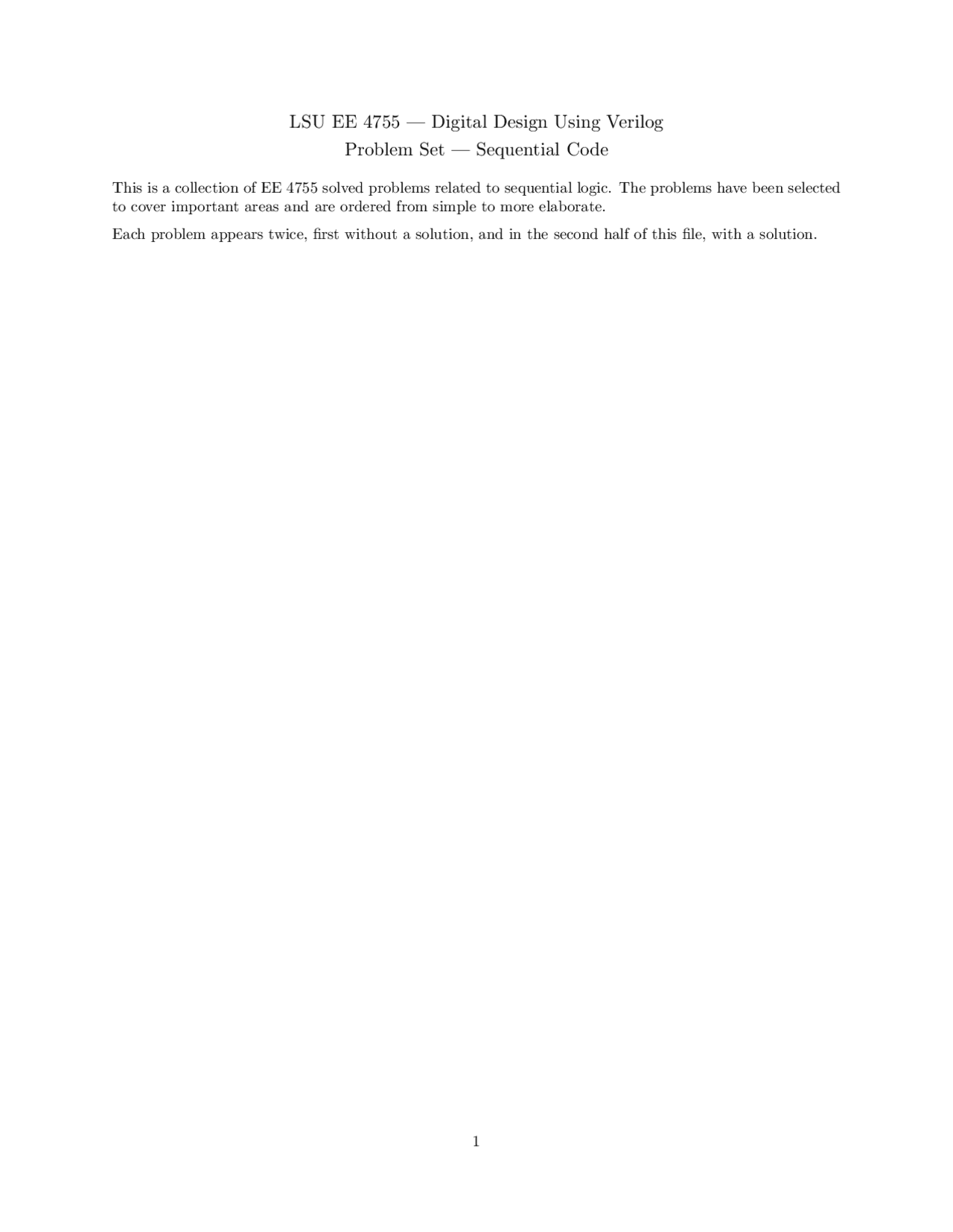 Digital Design Using Verilog Problem Set — Sequential Code | Study ...