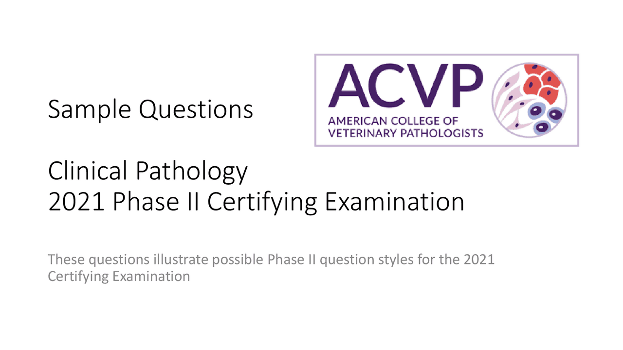 Sample Questions Clinical Pathology 2021 Phase II Certifying ...