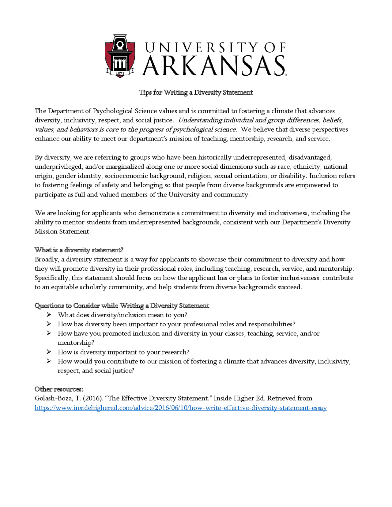 Diversity, inclusivity, respect, and social justice. Understanding ...