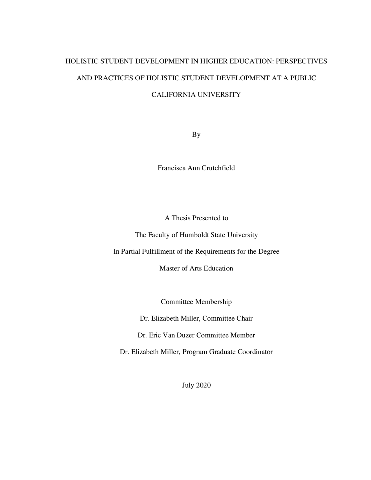 Holistic Student Development in Higher Education: Perspectives ...