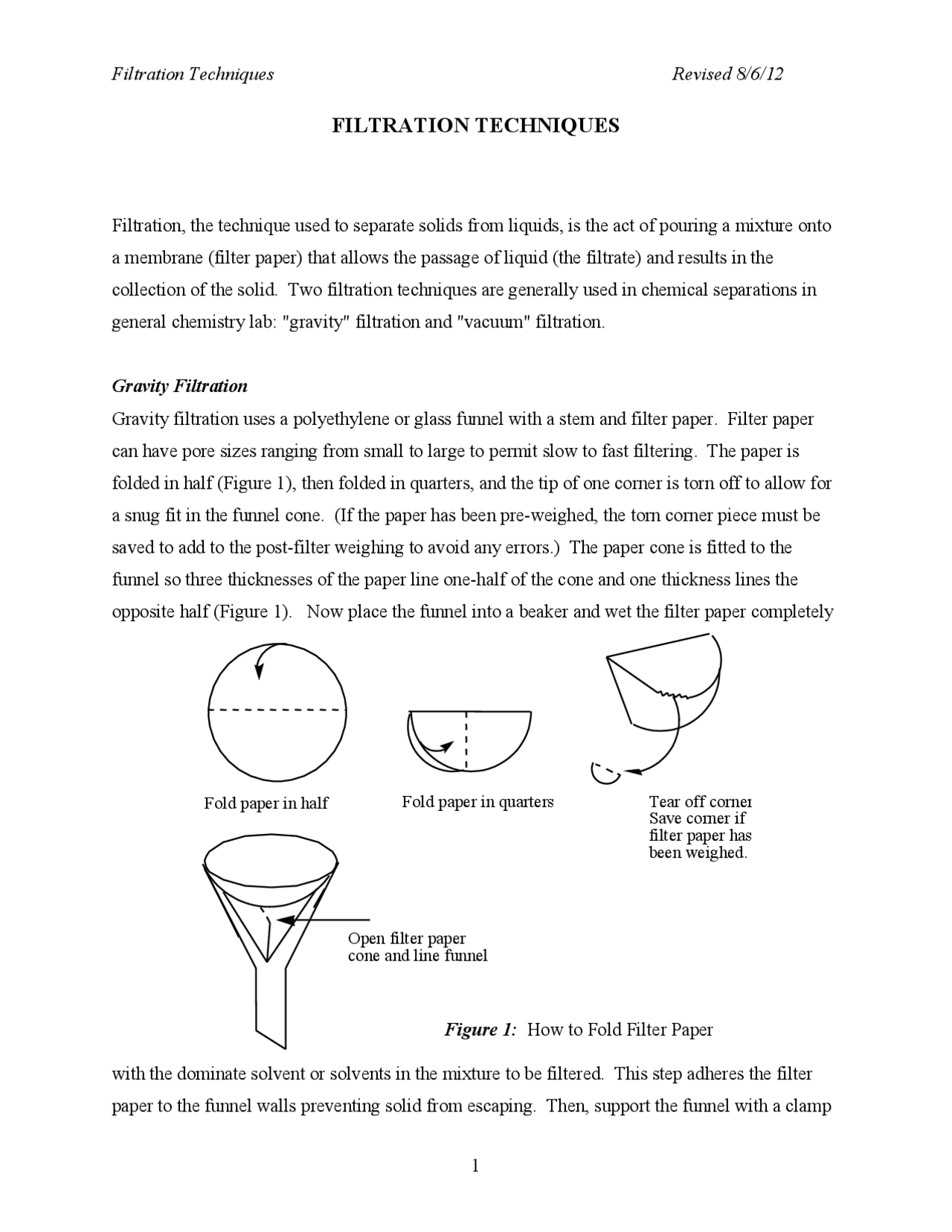 Filtration Techniques Lecture Notes Chemistry Docsity