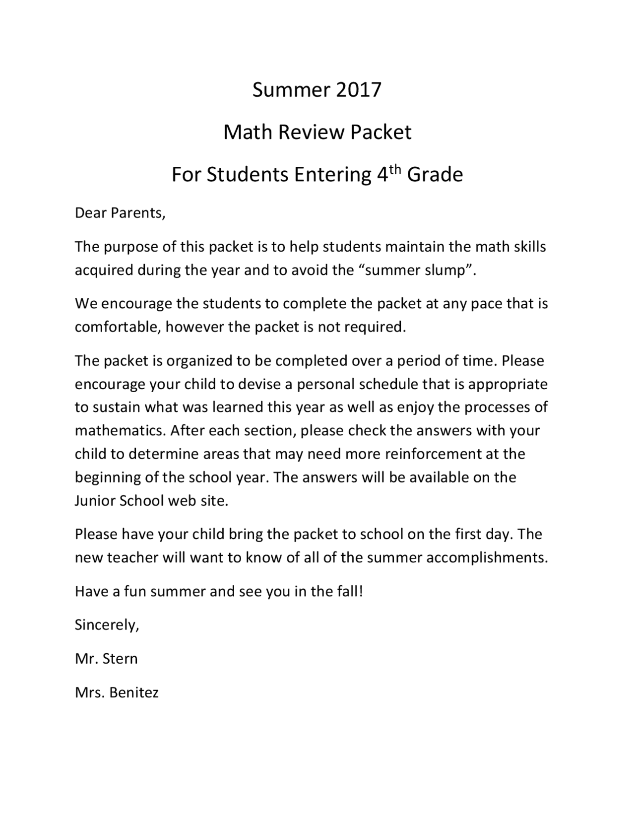 Math Review Packet for 4th Grade Students: Summer 2017 | Study notes ...