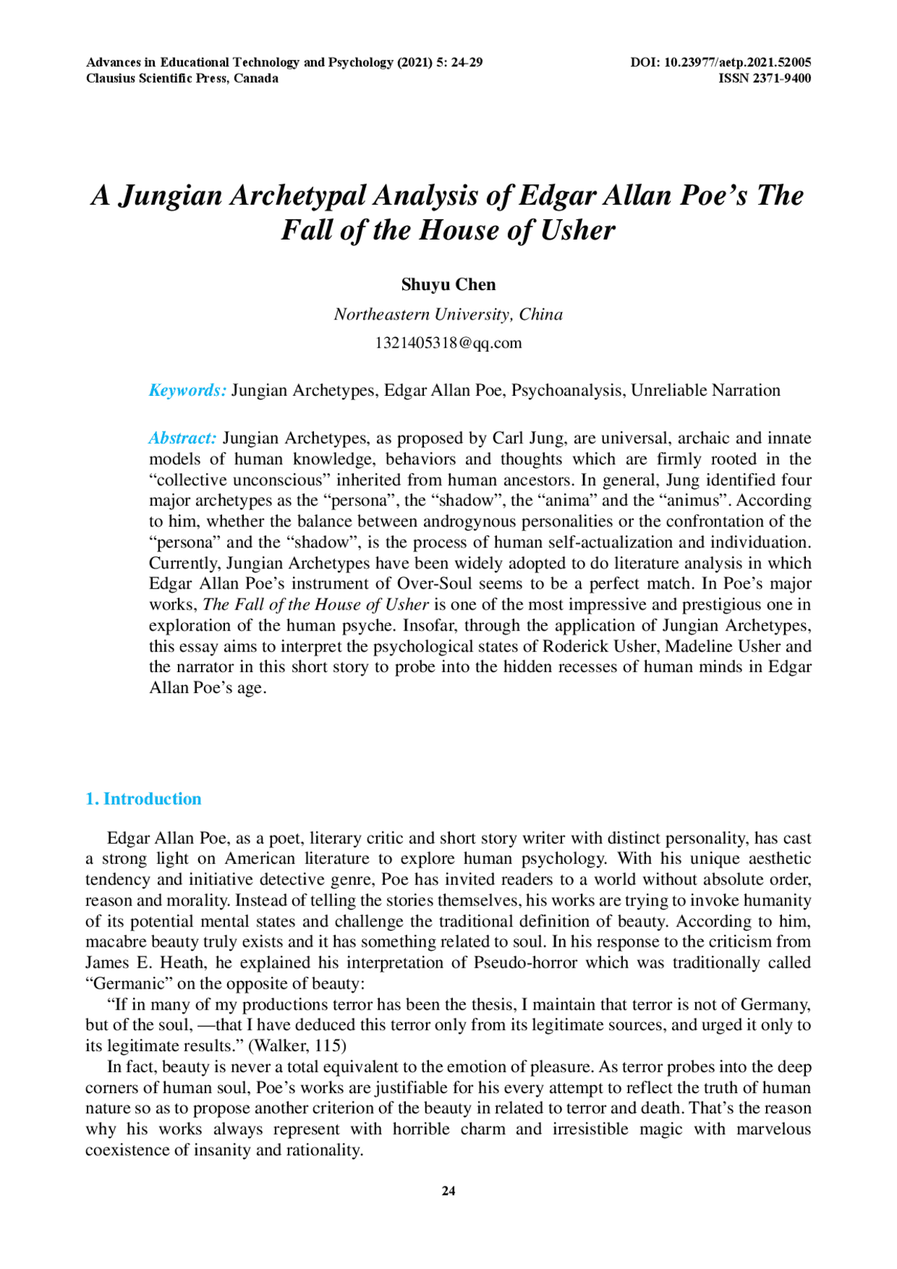 A Jungian Archetypal Analysis of Edgar Allan Poe's The Fall of ...
