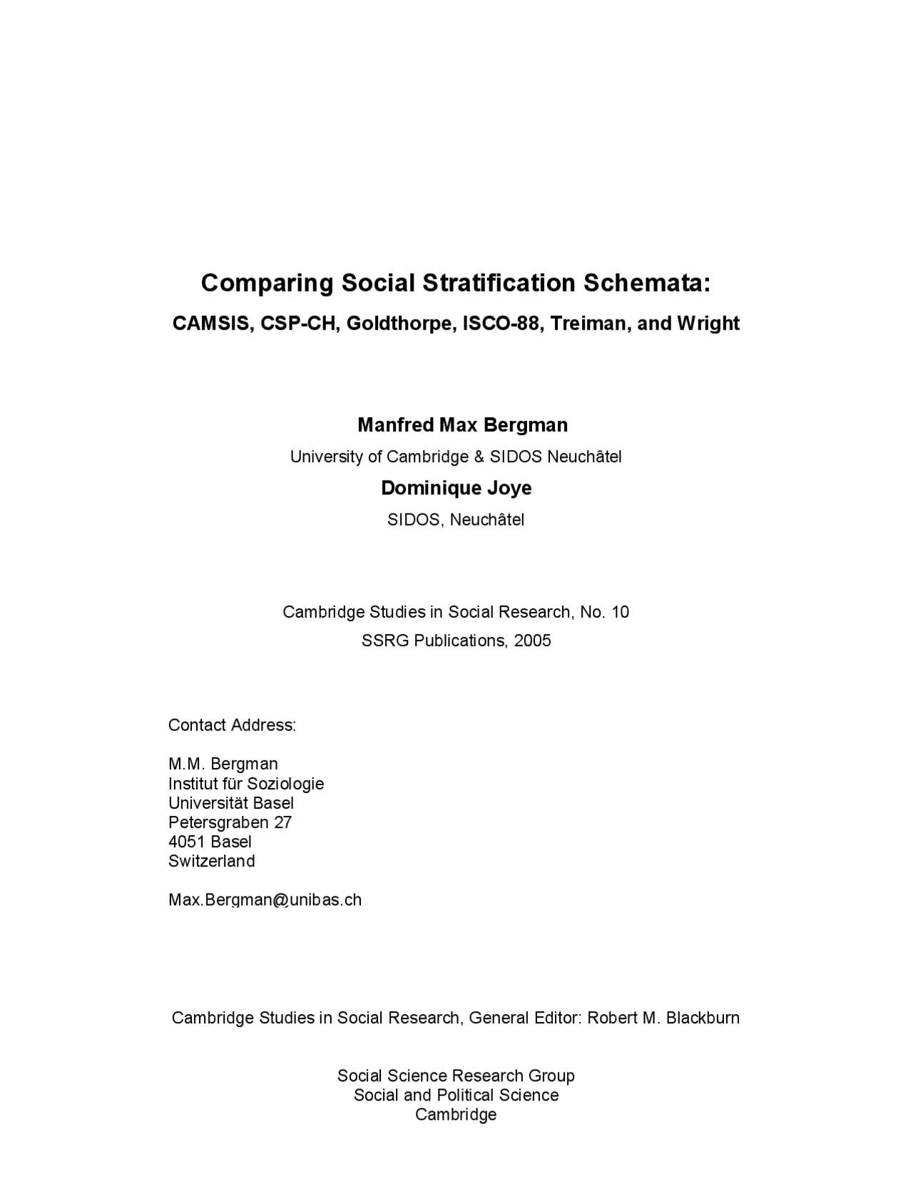 Social Stratification: Occupational Titles and Social Position ...