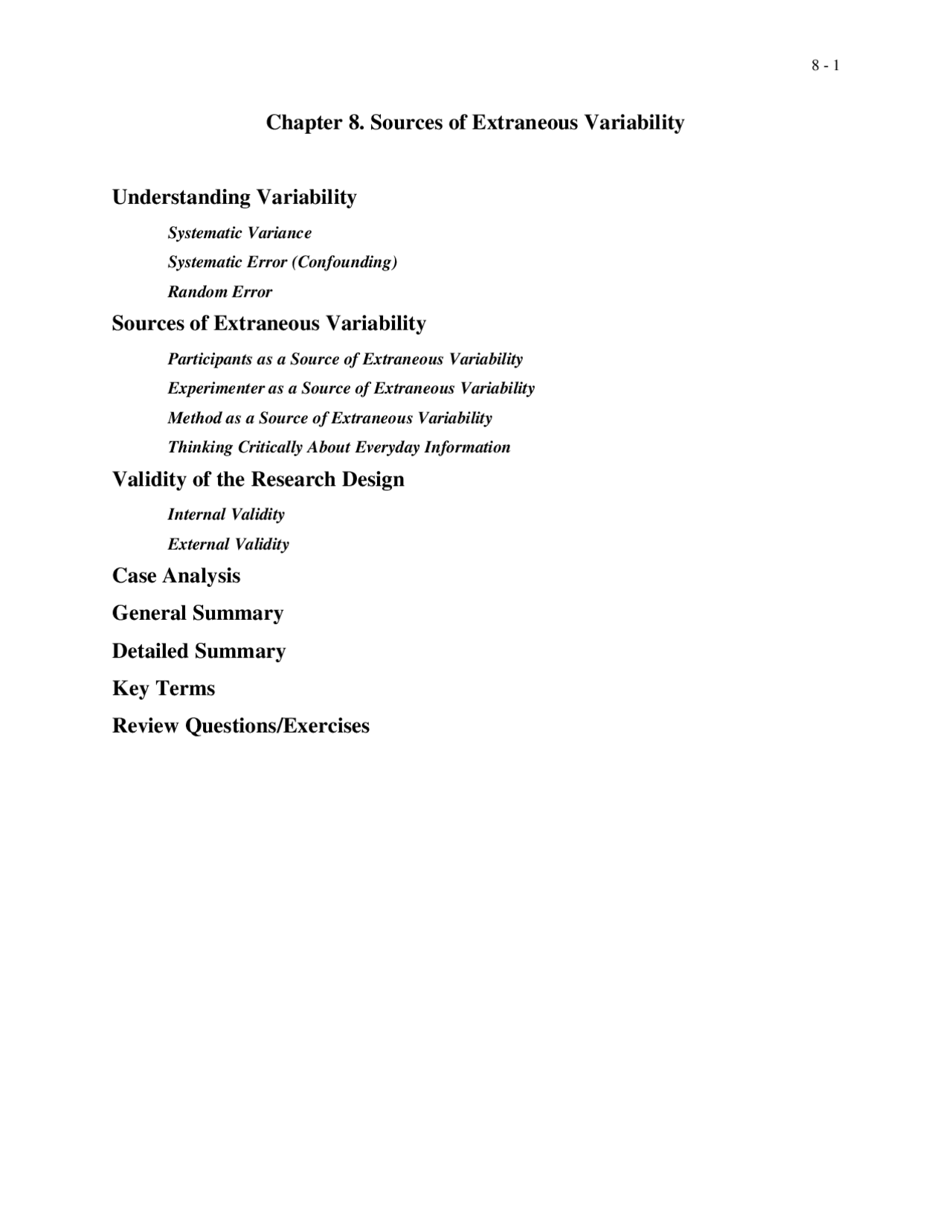 Chapter 8. Sources of Extraneous Variability Understanding ... | Assignments Design Patterns ...