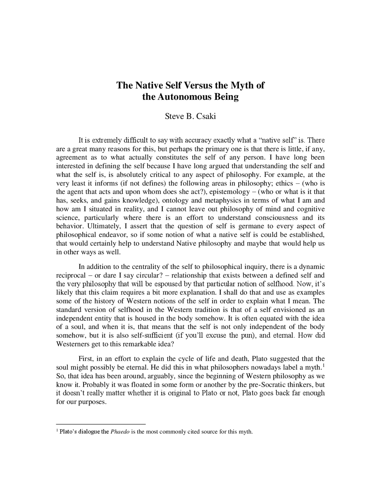 Understanding the Native American Self: A Philosophical Perspective ...