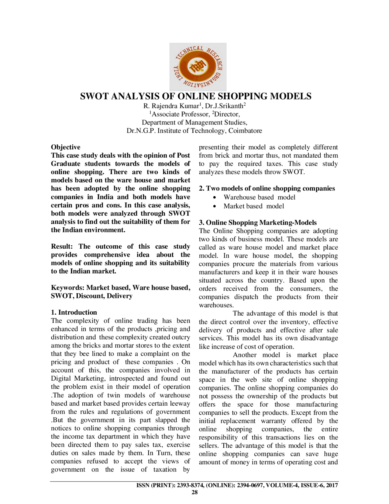 SWOT ANALYSIS OF ONLINE SHOPPING MODELS | Manuais, Projetos, Pesquisas ...