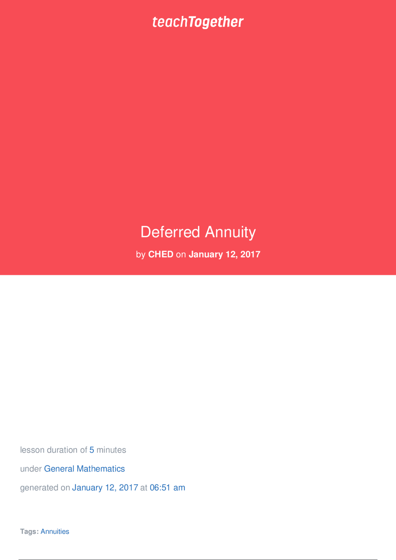 Deferred Annuity Summaries Mathematics Docsity
