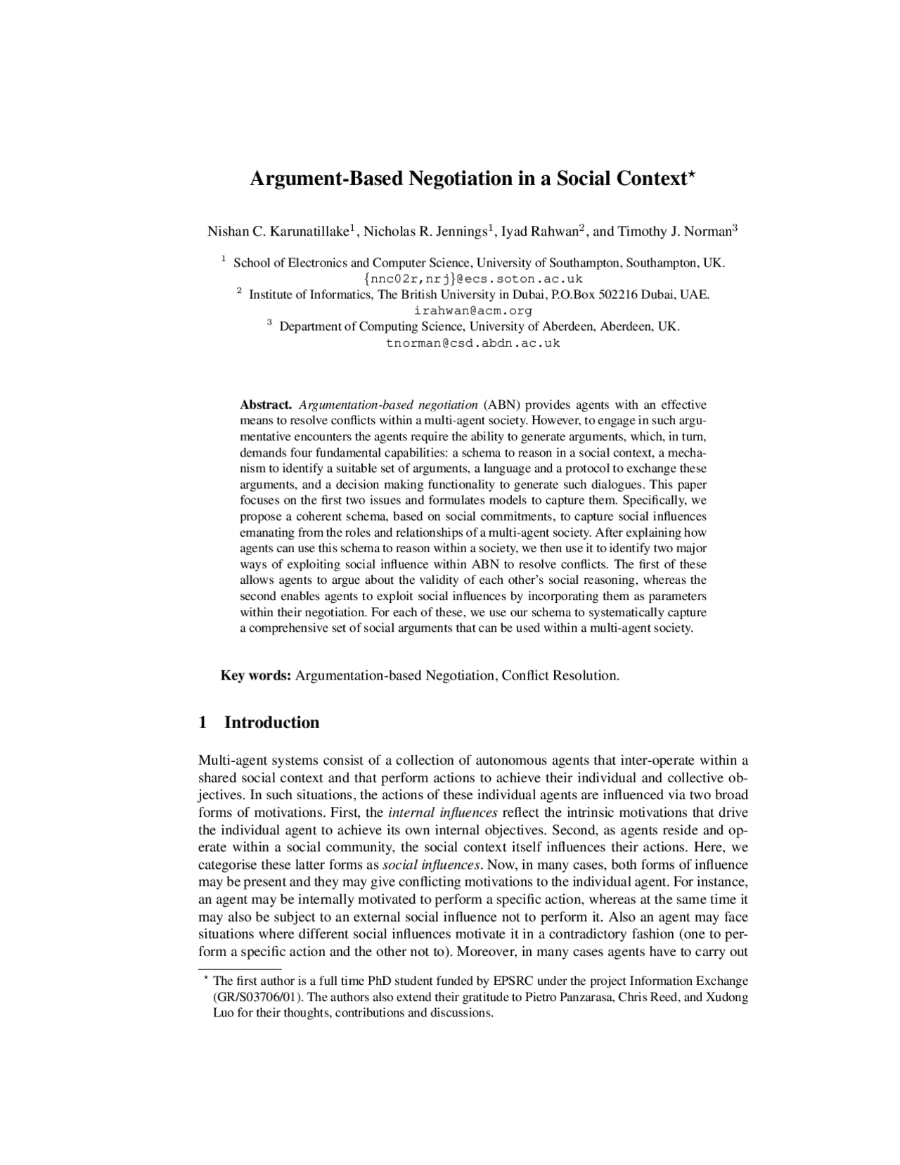 Argument Based Negotiation In A Social Context Assignments