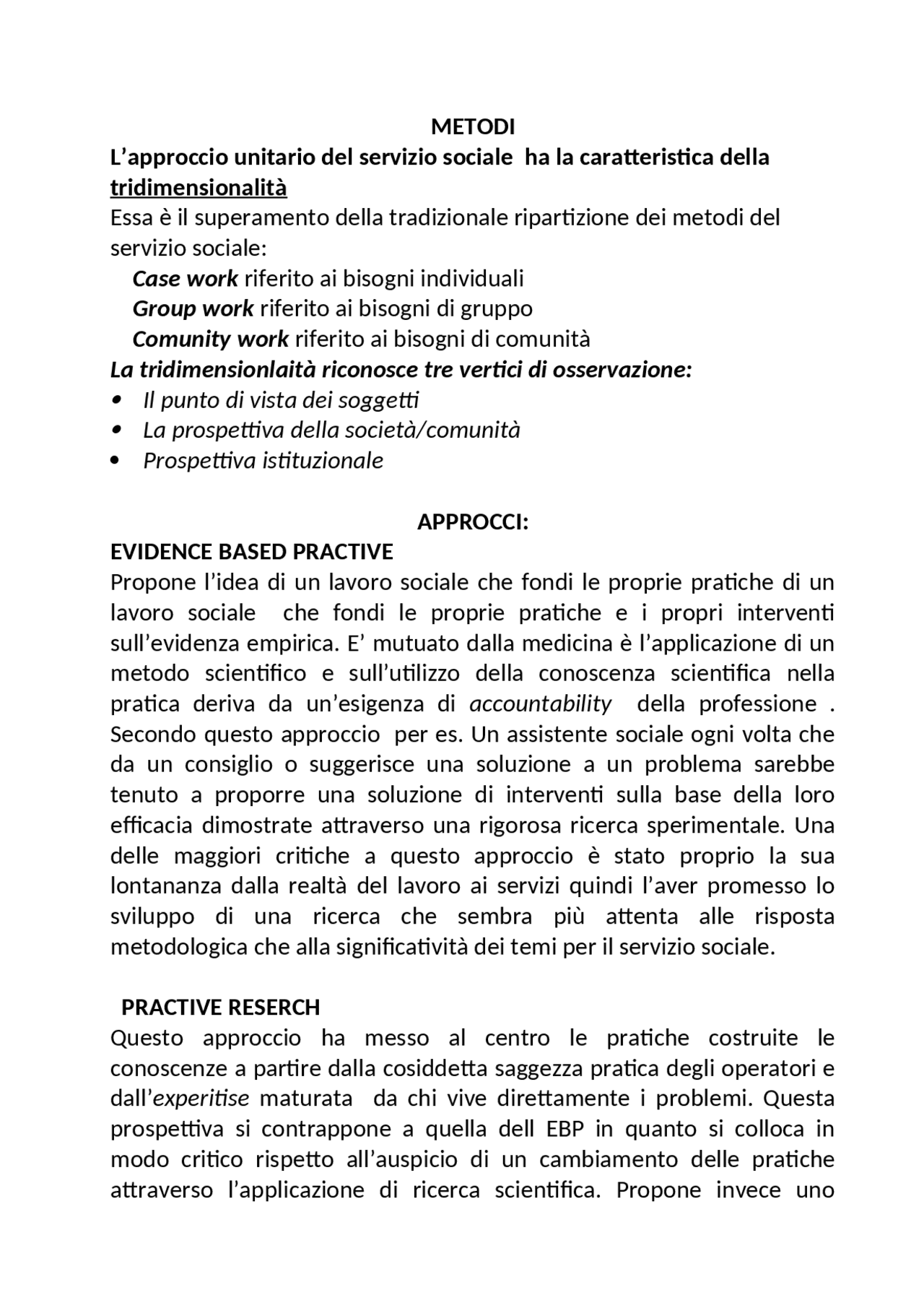 Metodi E Tecniche Del Servizio Sociale Appunti Di Metodi E Tecniche