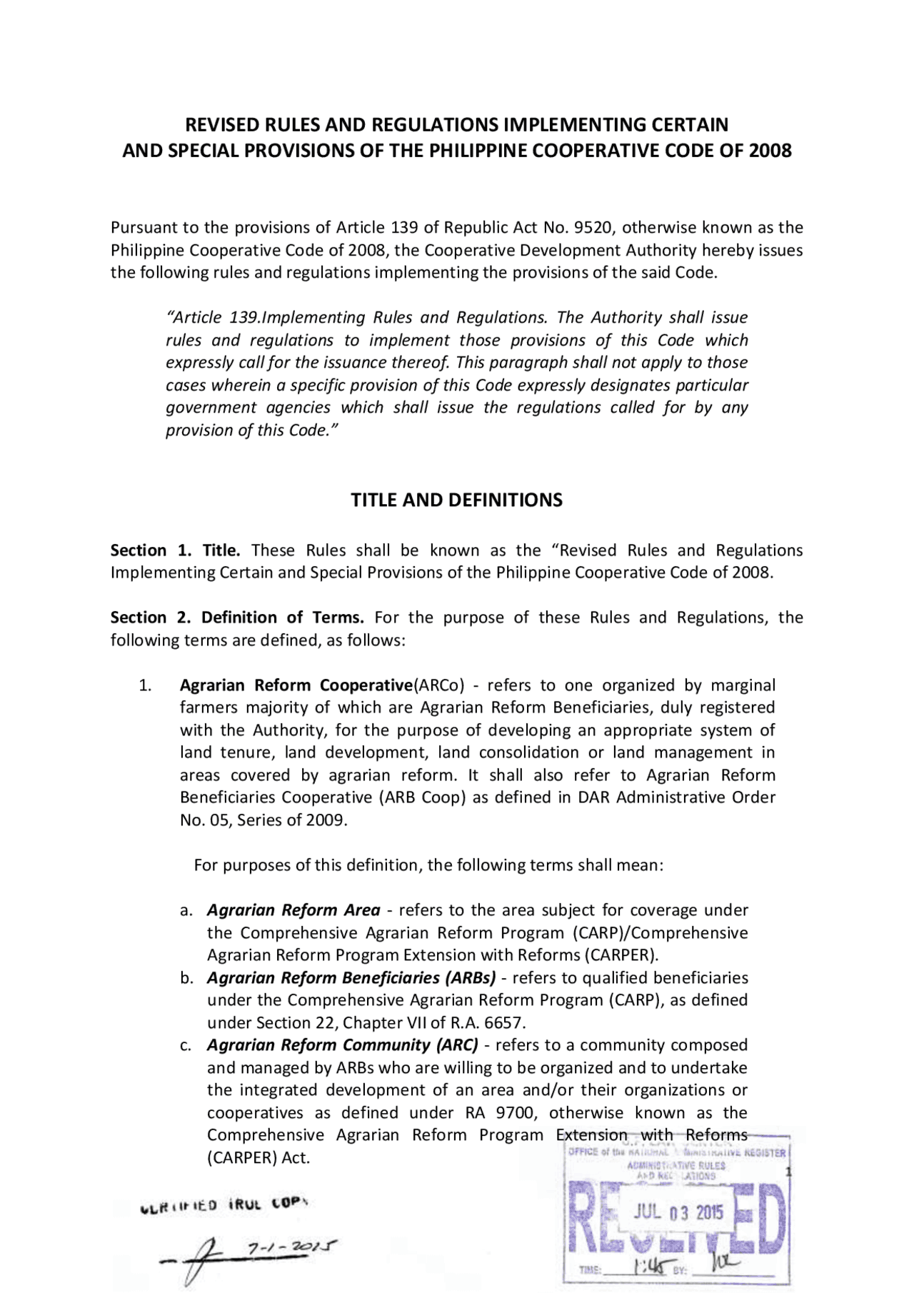 Revised Rules and Regulations Implementing Certain and ... | Summaries ...