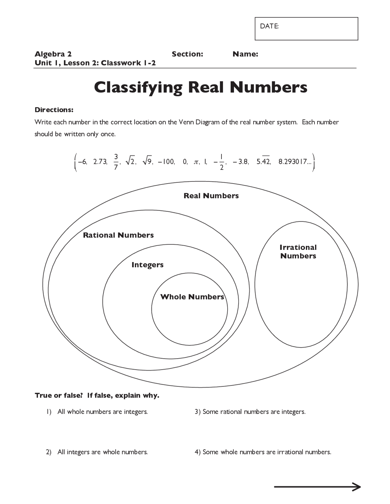 Classifying Real Numbers | Study notes Algebra | Docsity