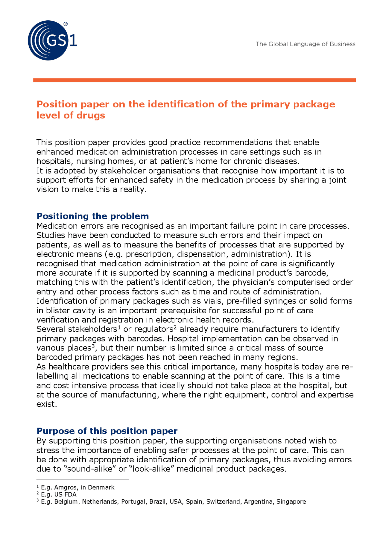 Position Paper On The Identification Of The Primary Package
