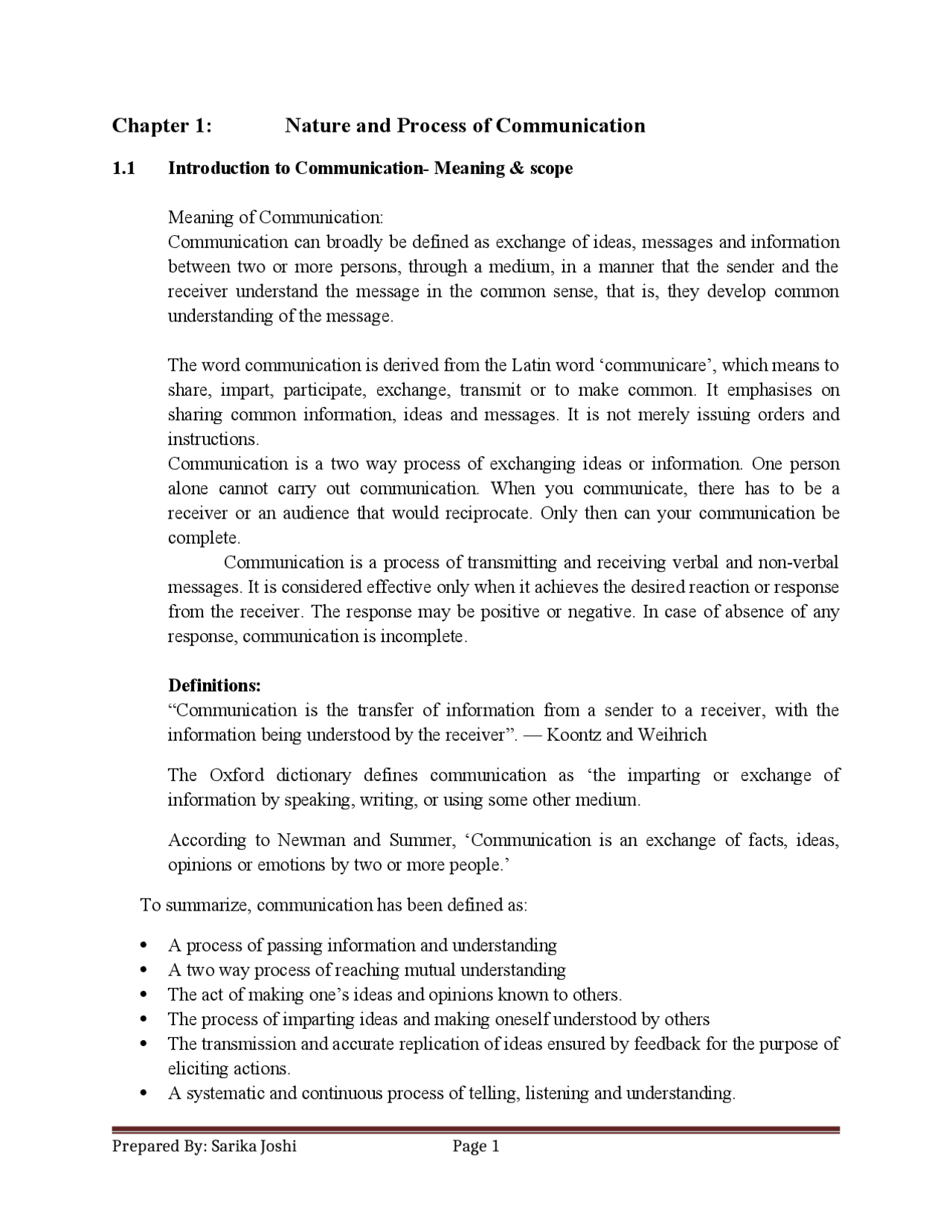 Chapter 1 Nature And Process Of Communication Slides Communication