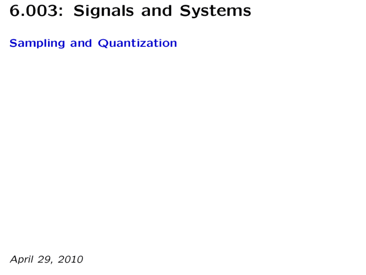6 003 Signals And Systems Lecture Notes Spring 2010 Lecture Notes Signals And Systems Docsity