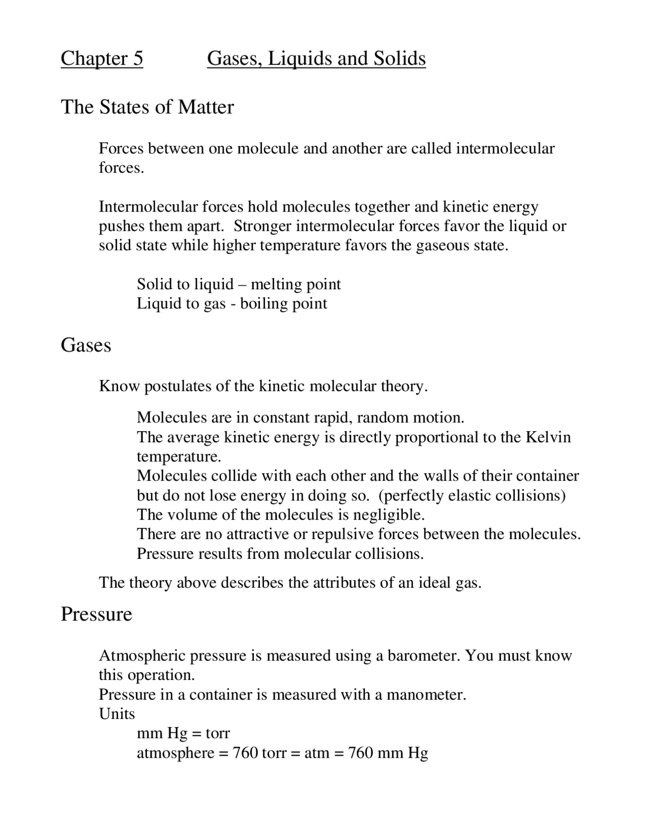 Chapter 5 Gases, Liquids and Solids The States of Matter | Summaries ...