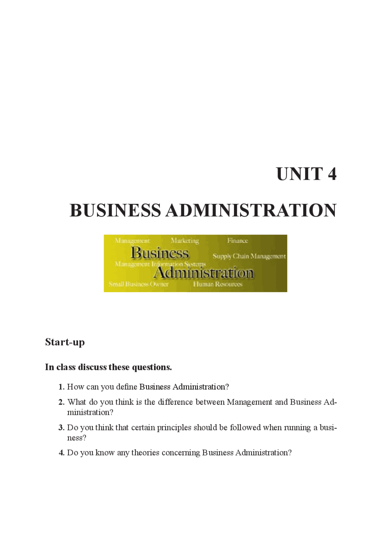 Unit 4 Business Administration Exams Business Administration Docsity