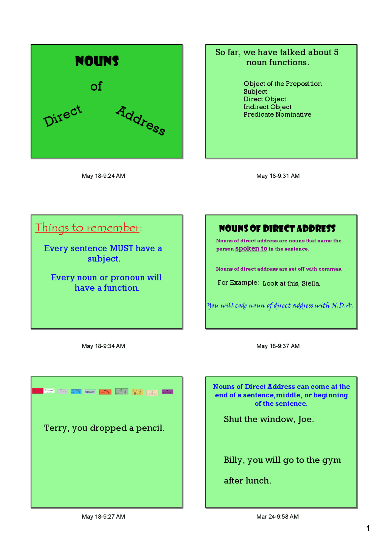 NOUNS of Direct Address | Study Guides, Projects, Research Grammar and ...