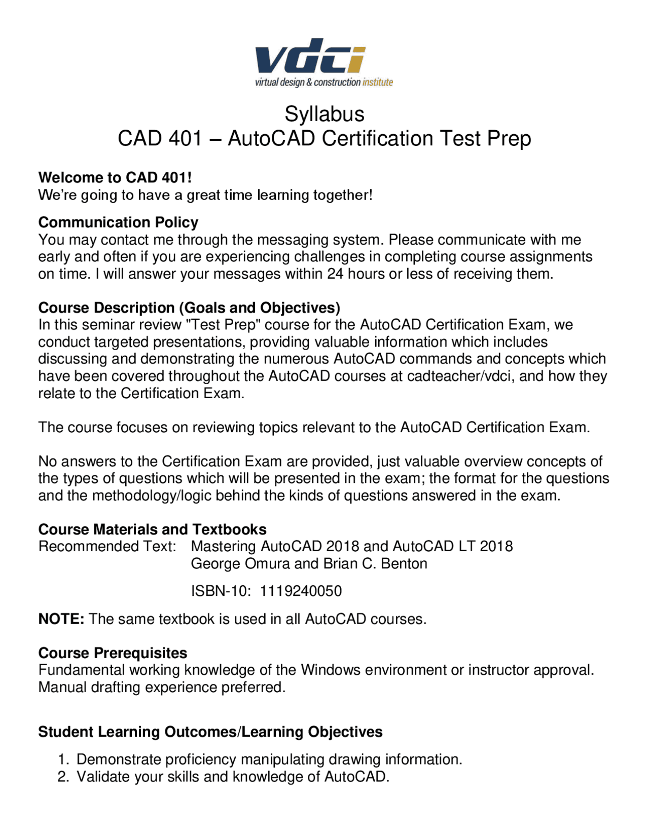 AutoCAD Certification Exam Preparation: CAD 401 Syllabus | Study Guides ...