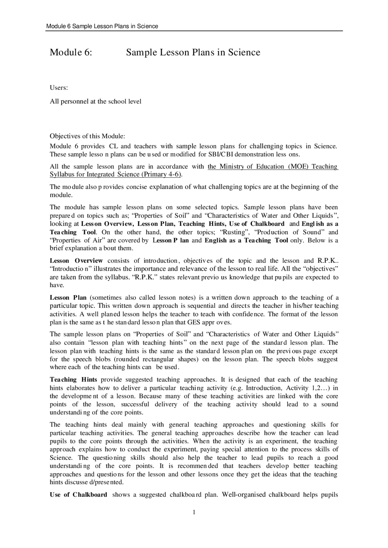 Module 6: Sample Lesson Plans in Science | Study notes English Language ...