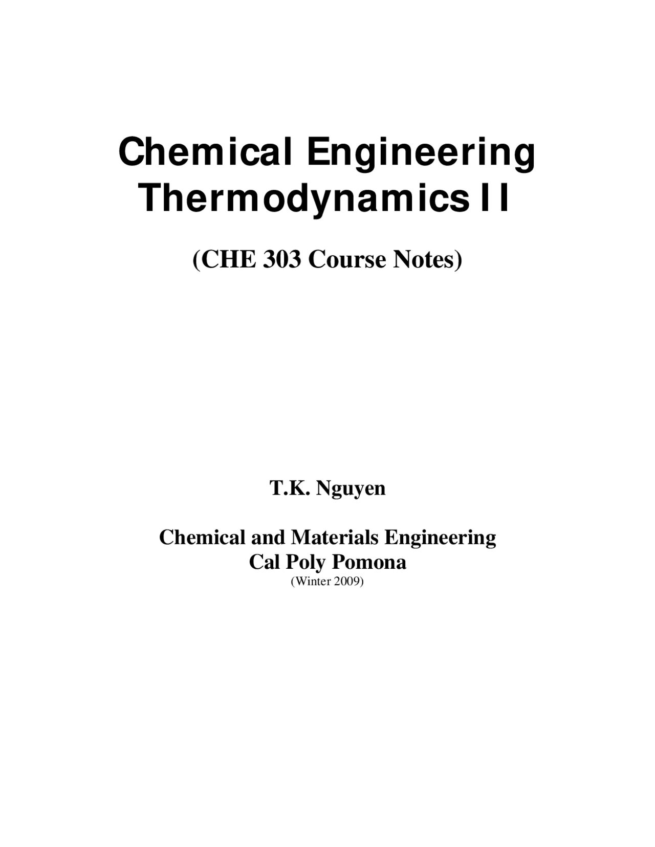 Chemical Engineering Thermodynamics Ii Exercises Engineering Docsity