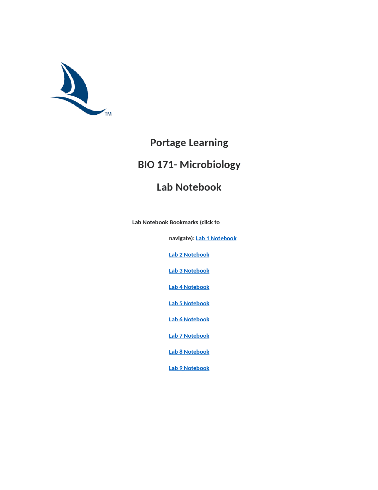 PORTAGE LEARNING /BIOD 171 / Microbiology Lab Notebook Updated 2022 ...
