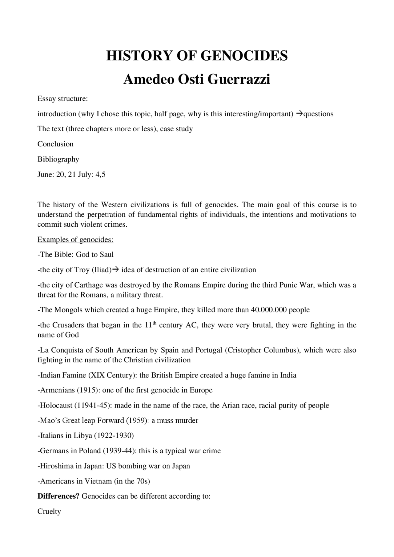 History of genocides notes Guerrazzi | Appunti di Storia | Docsity