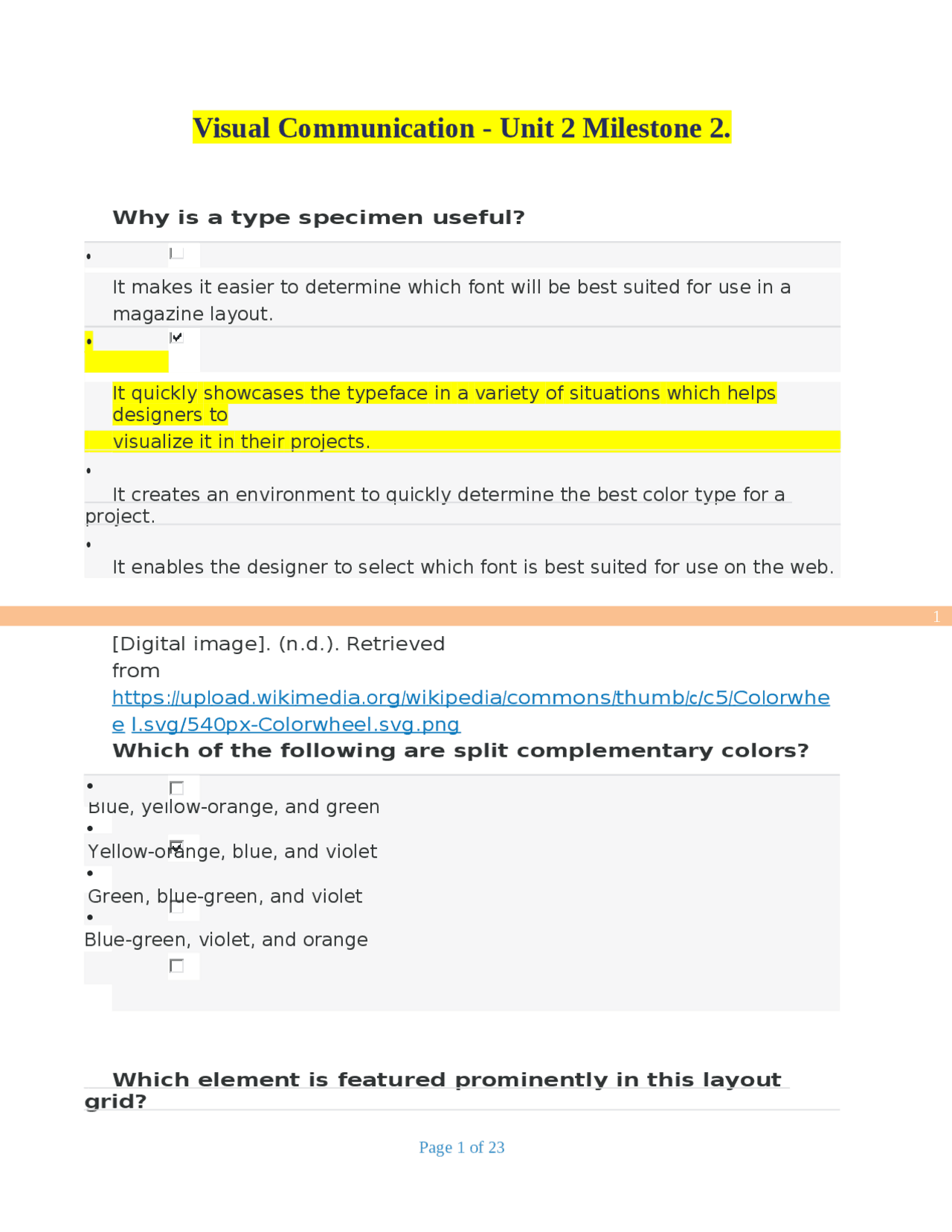 SOPHIA PATHWAY =Visual Communication - Unit 2 Milestone 2 answered ...