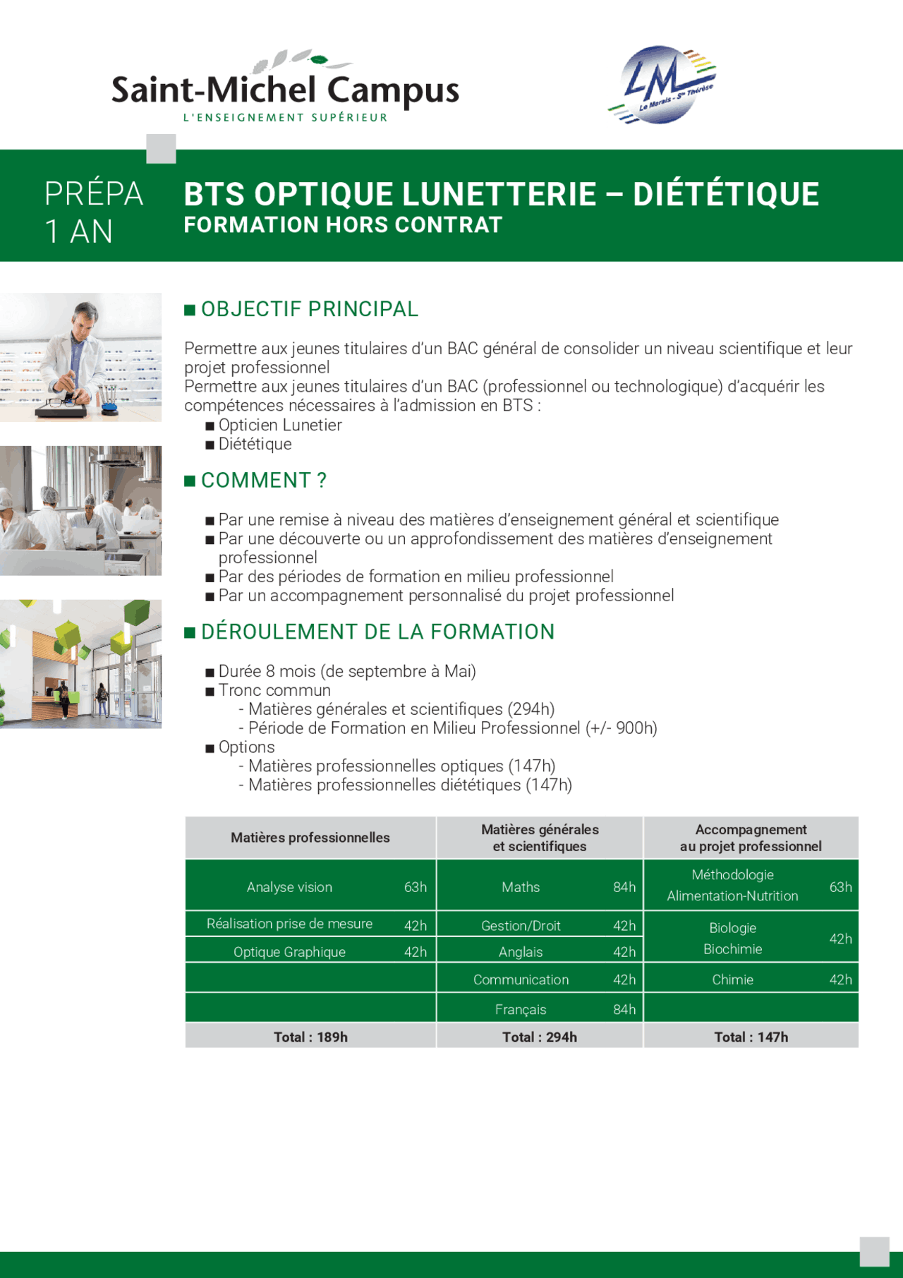 BTS OPTIQUE LUNETTERIE – DIÉTÉTIQUE PRÉPA 1 AN | Notes Optique | Docsity