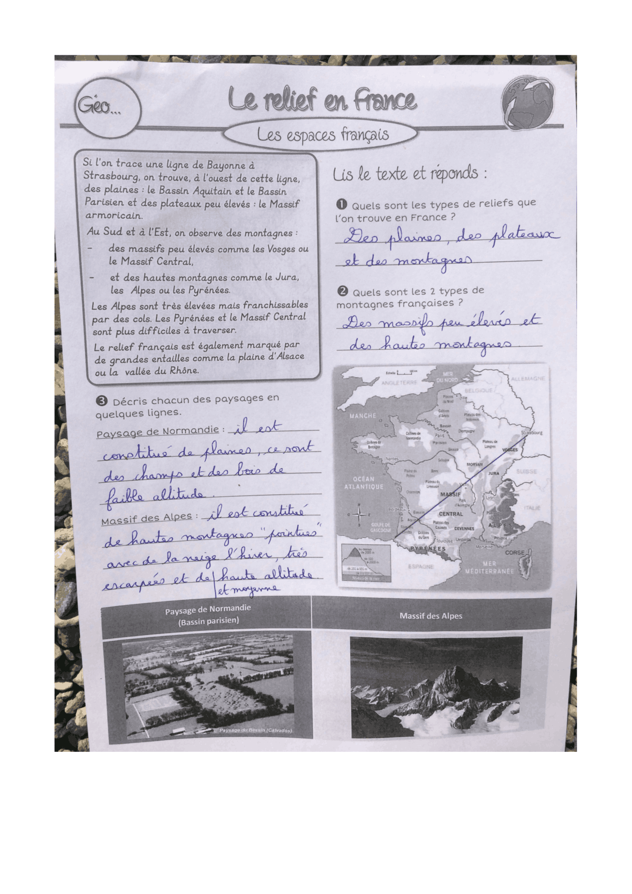 Le relief en france | Notes Géographie | Docsity