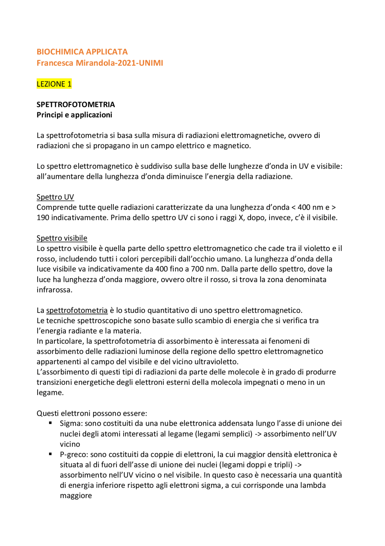 Biochimica Applicata Ctf Unimi 2021 Dispense Di Biochimica Docsity