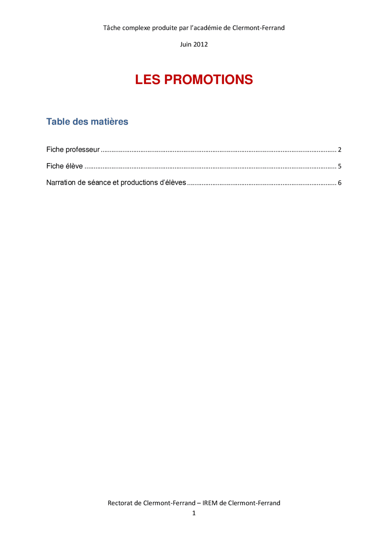 LES PROMOTIONS | Notes Calcul | Docsity