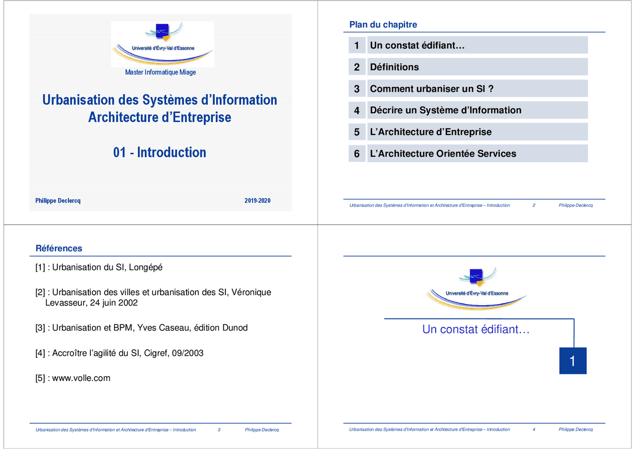 Urbanisation des Systèmes d'Information Architecture d ... | Examens ...