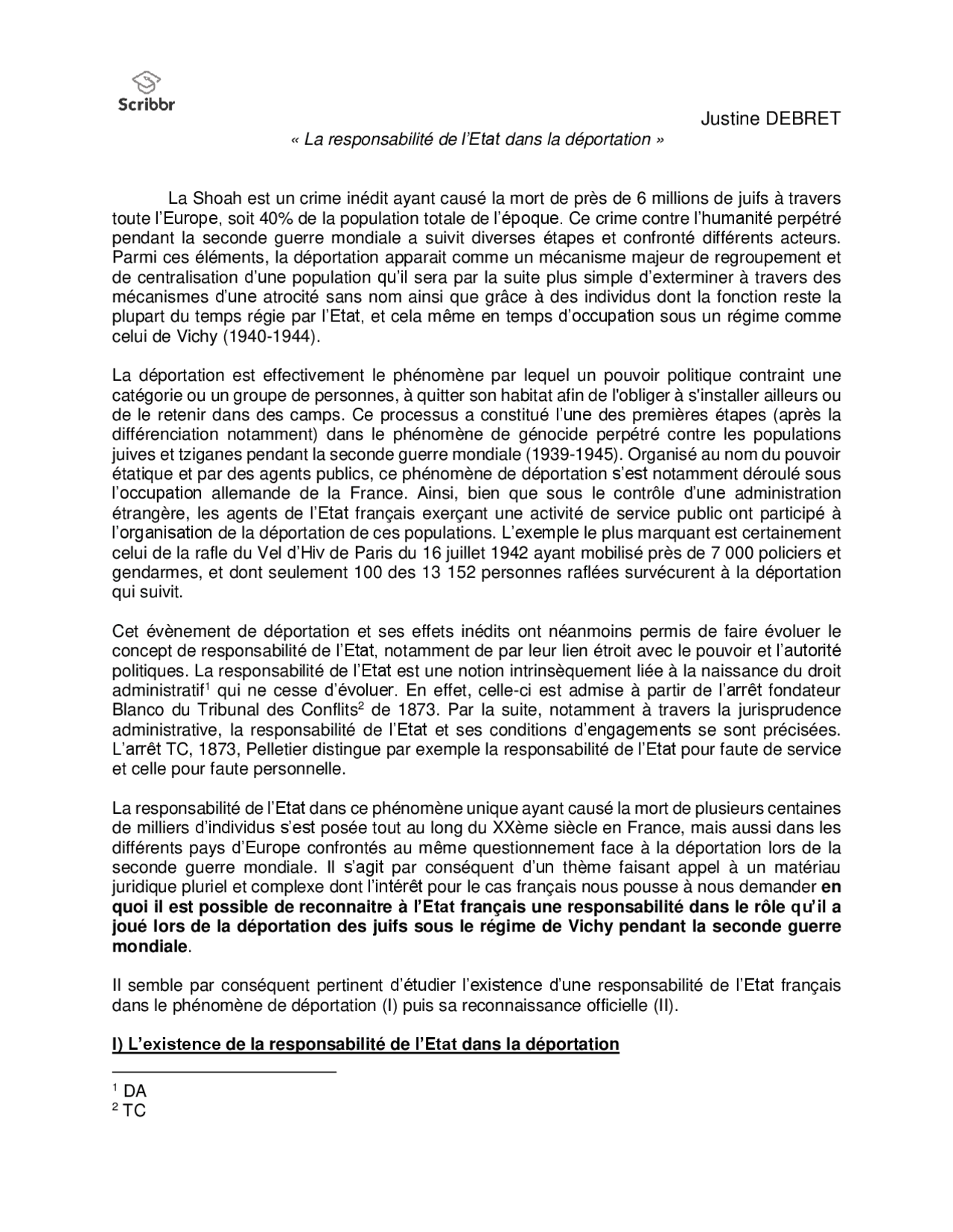 Justine Debret Lectures Langue Française Docsity