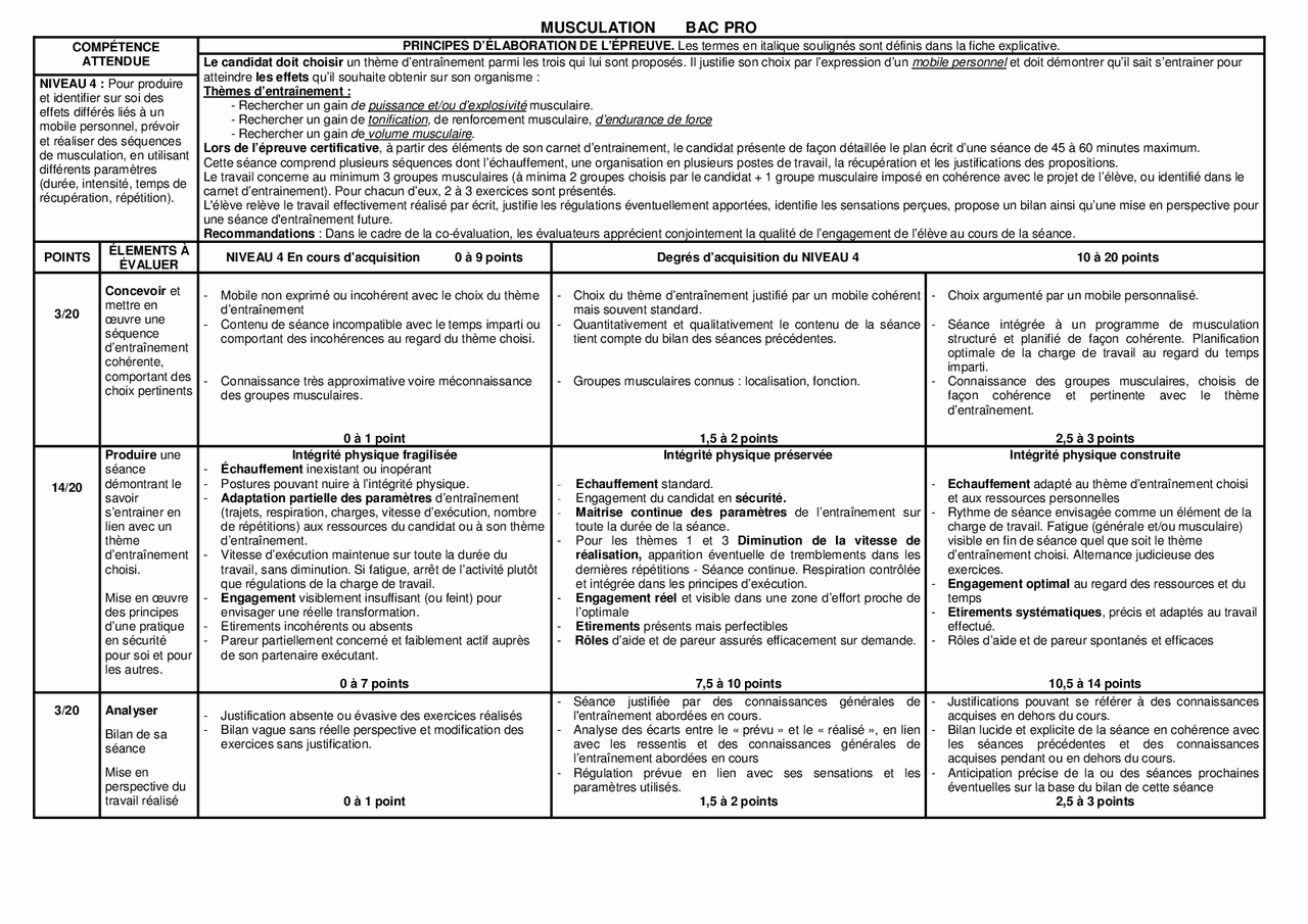 Musculation Bac Pro Lectures Physique Docsity