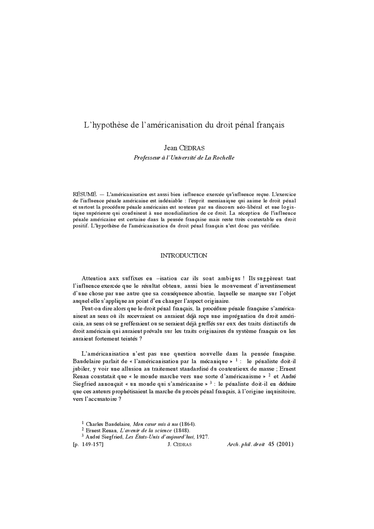 Cedras Pénal (Lecture seule) | Notes Droit | Docsity