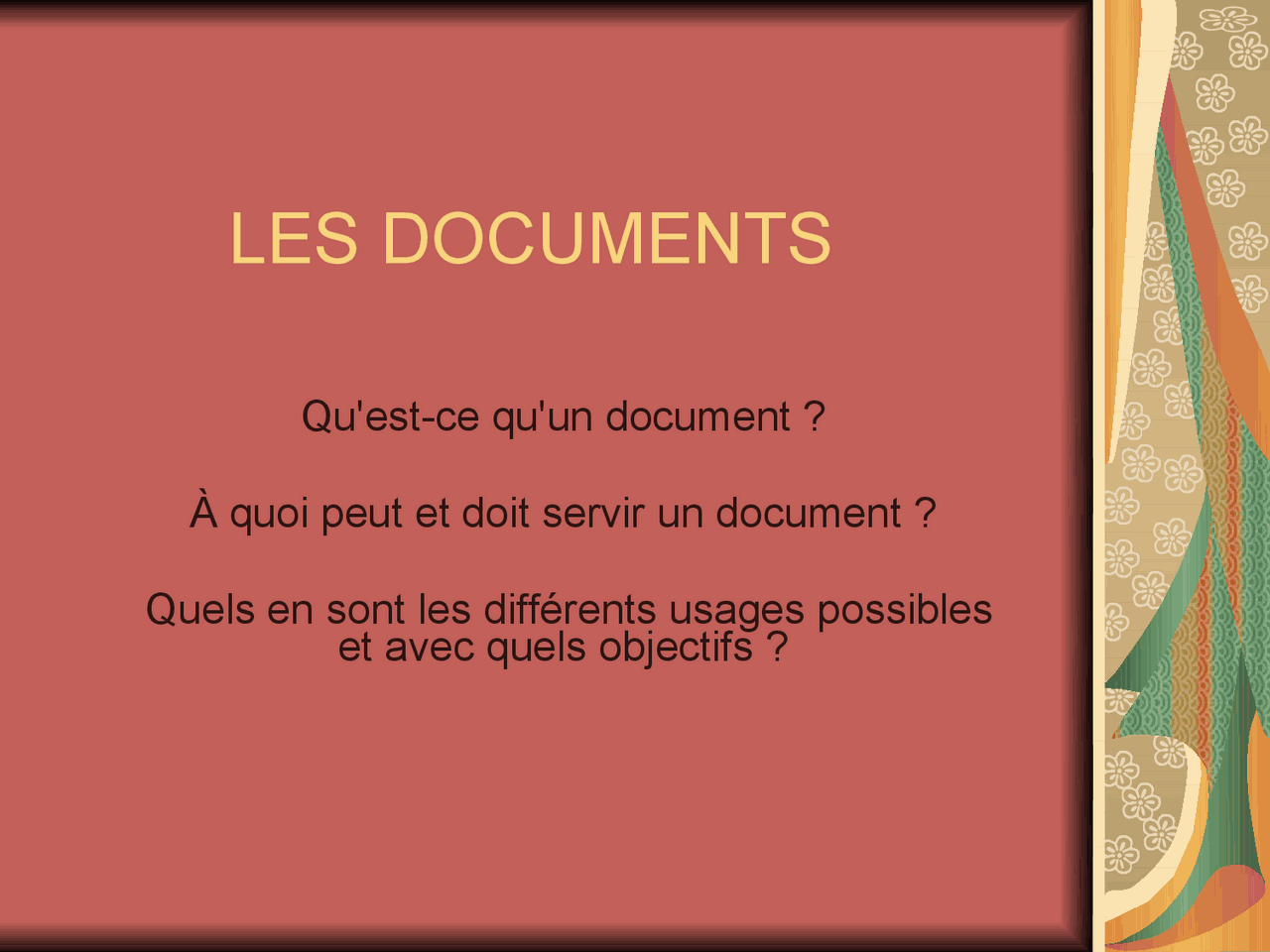LES DOCUMENTS | Slides Histoire | Docsity