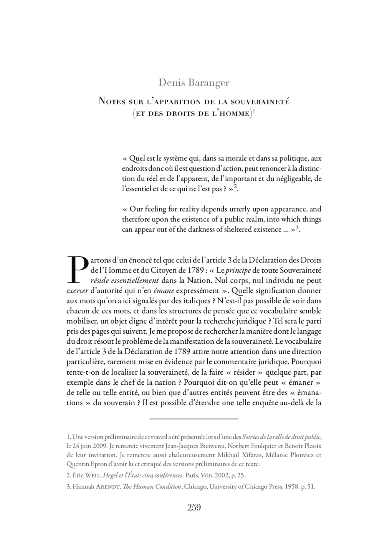 Denis Baranger Notes sur l'apparition de la souveraineté (et ...