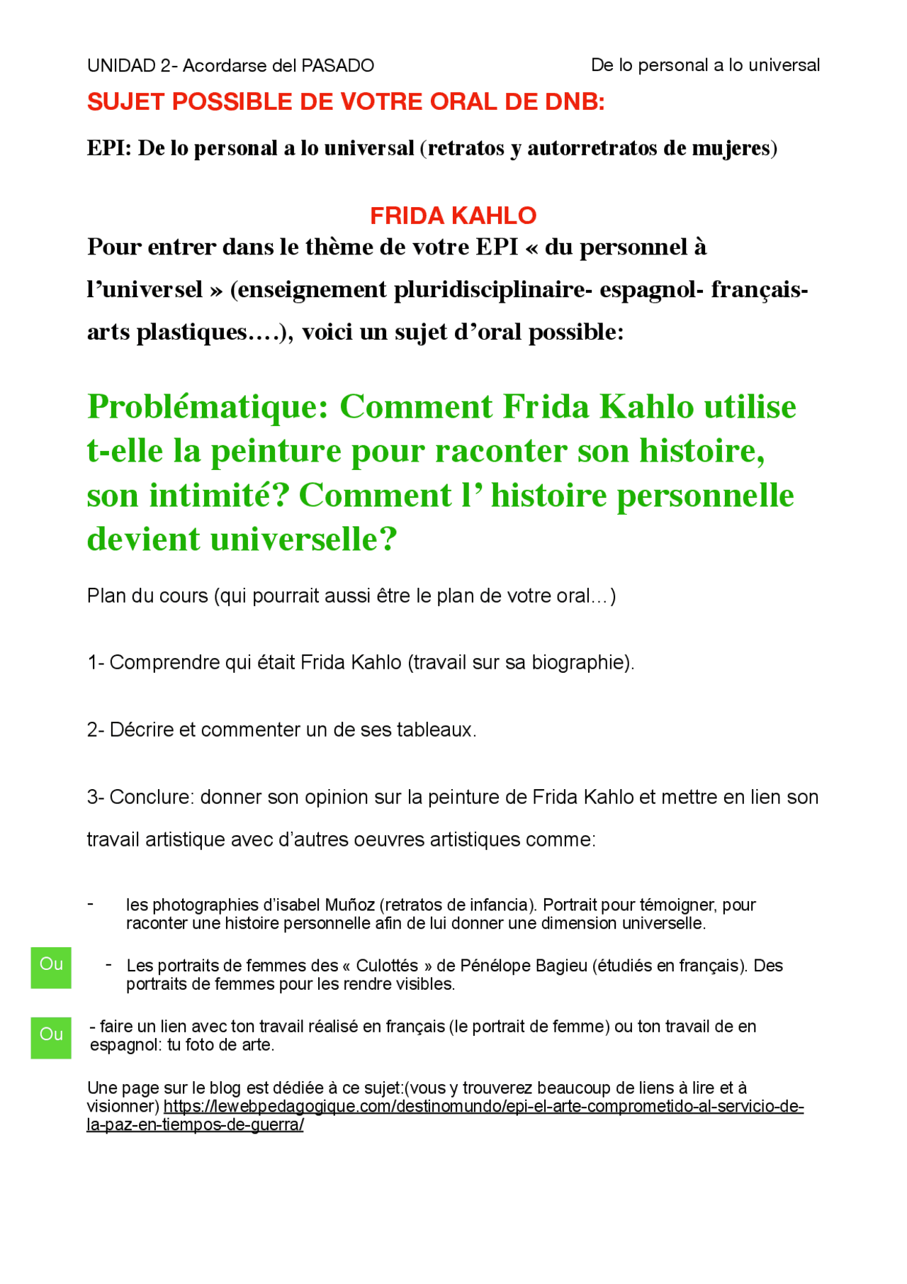 FRIDA KAHLO- Introduction- plan du cours+ parte 1 EPI ... | Slides ...